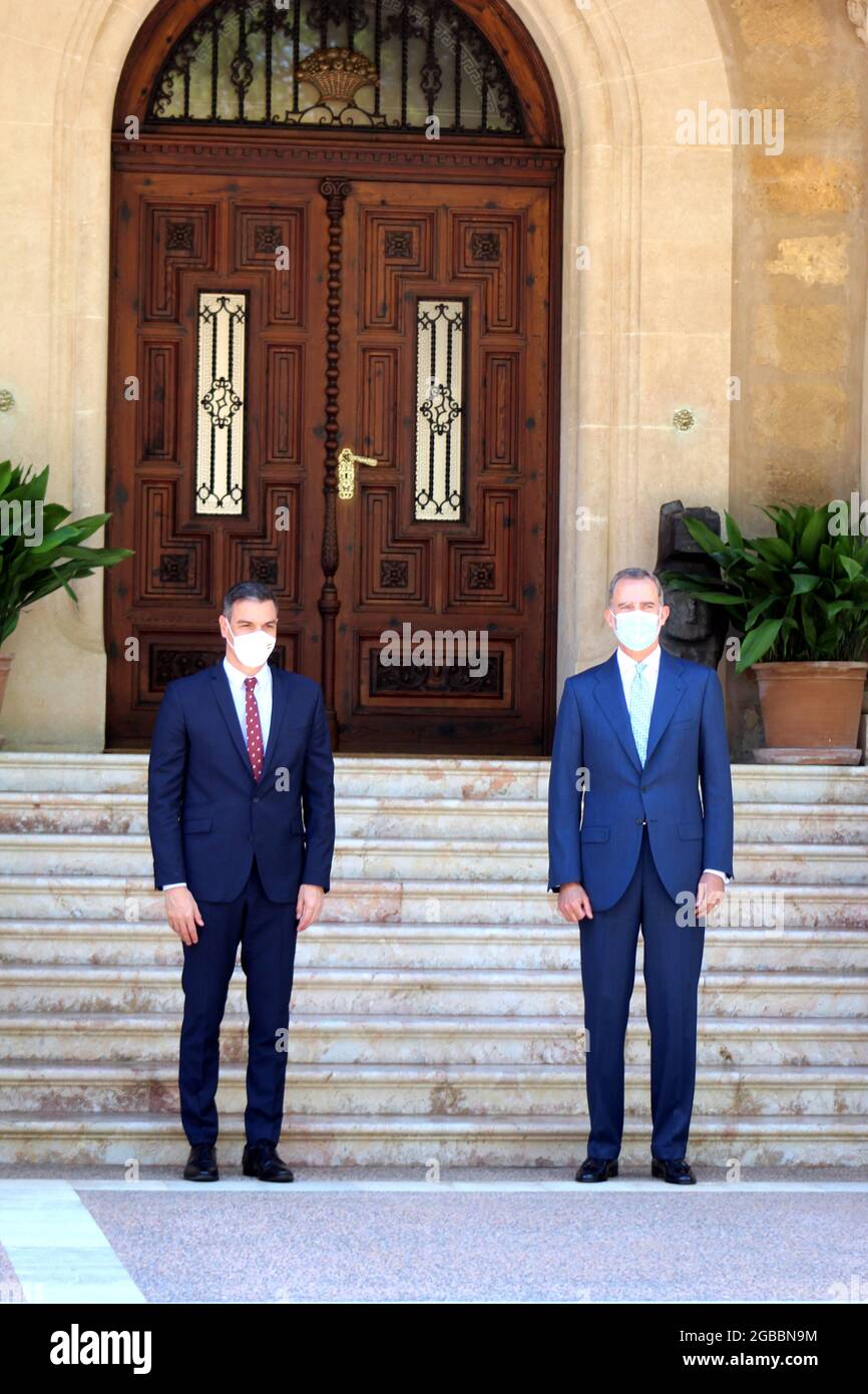 Palma Mallorca, Spain. 03rd Aug, 2021. King Felipe VI receives the ...