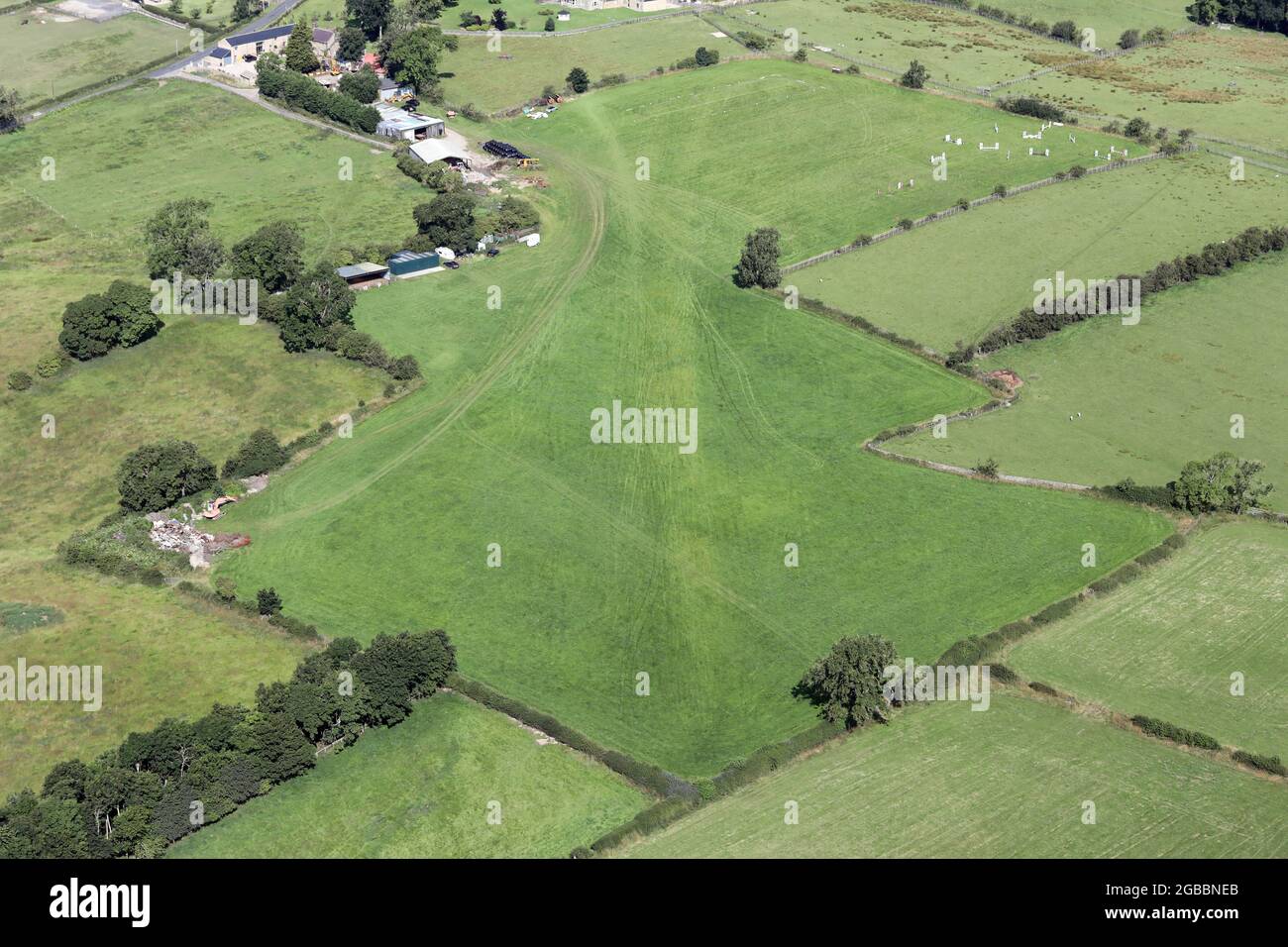 aerial view of a private airfield (grass airstrip) at Shaw Green ...