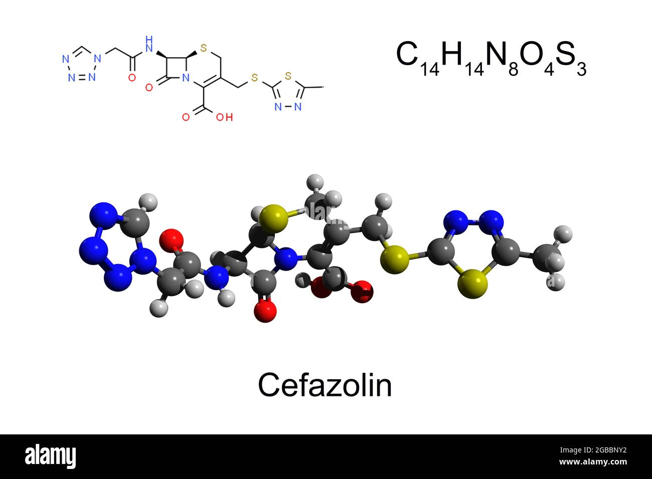 Chemical formula, structural formula and 3D ball-and-stick model of ...