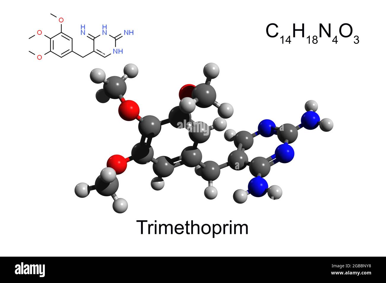 Chemical formula, structural formula and 3D ball-and-stick model of ...