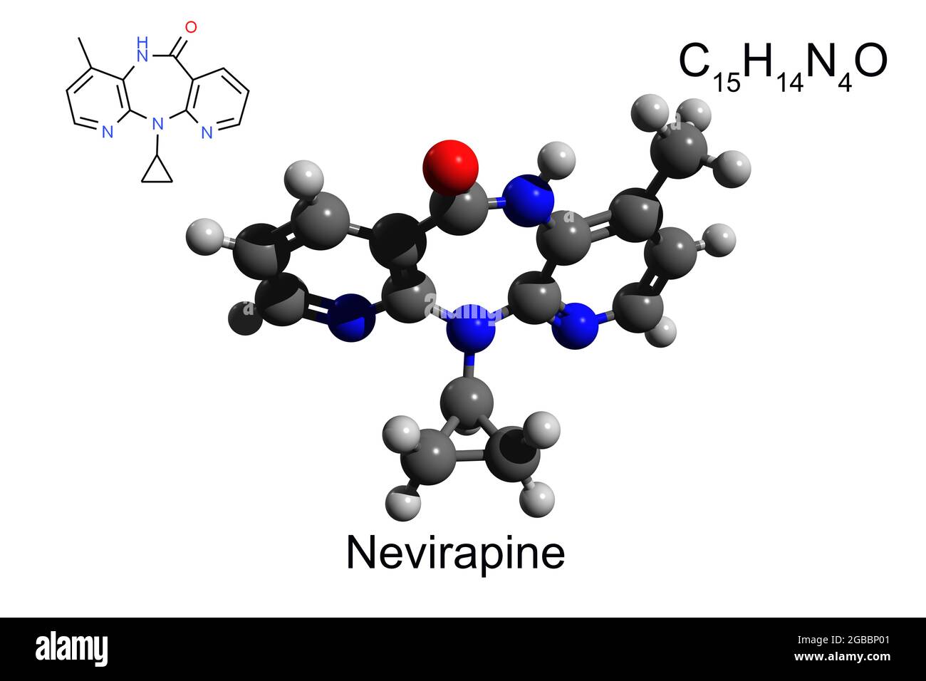 Chemical formula, structural formula and 3D ball-and-stick model of ...