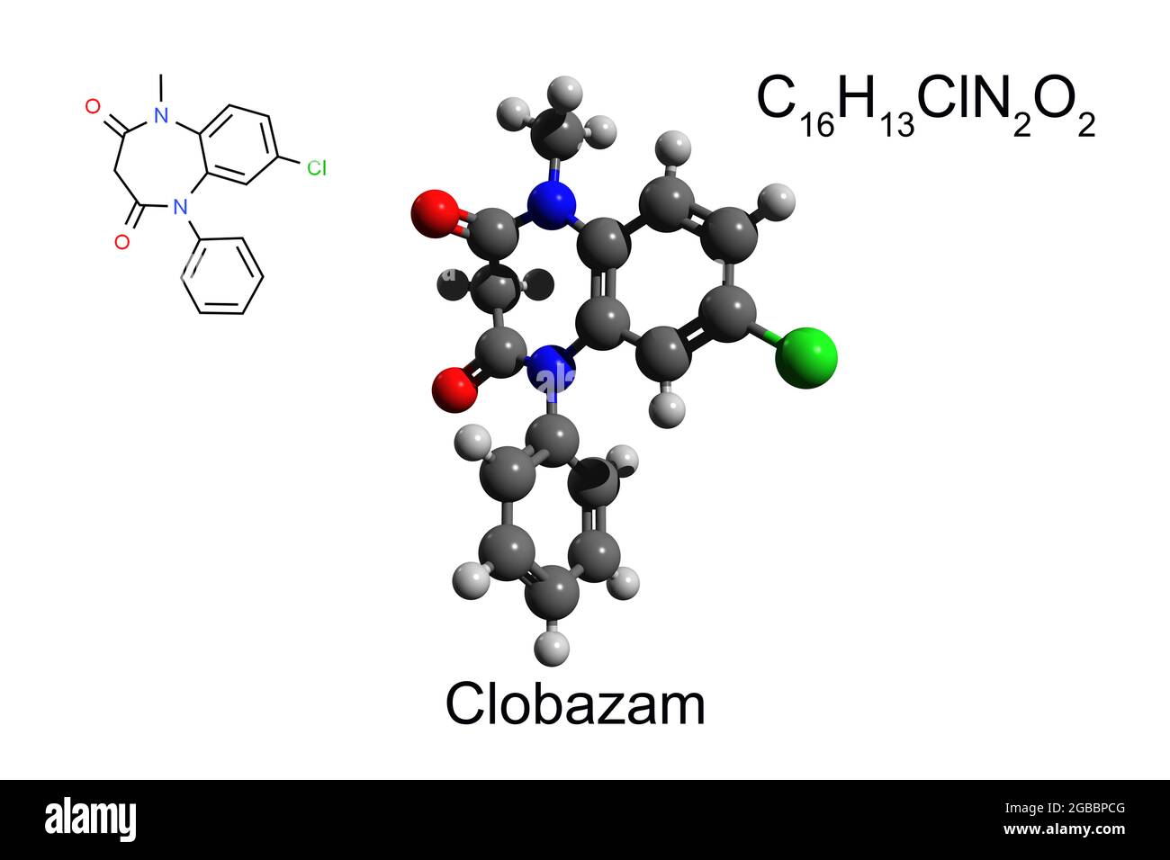Chemical formula, skeletal formula, and 3D ball-and-stick model of ...