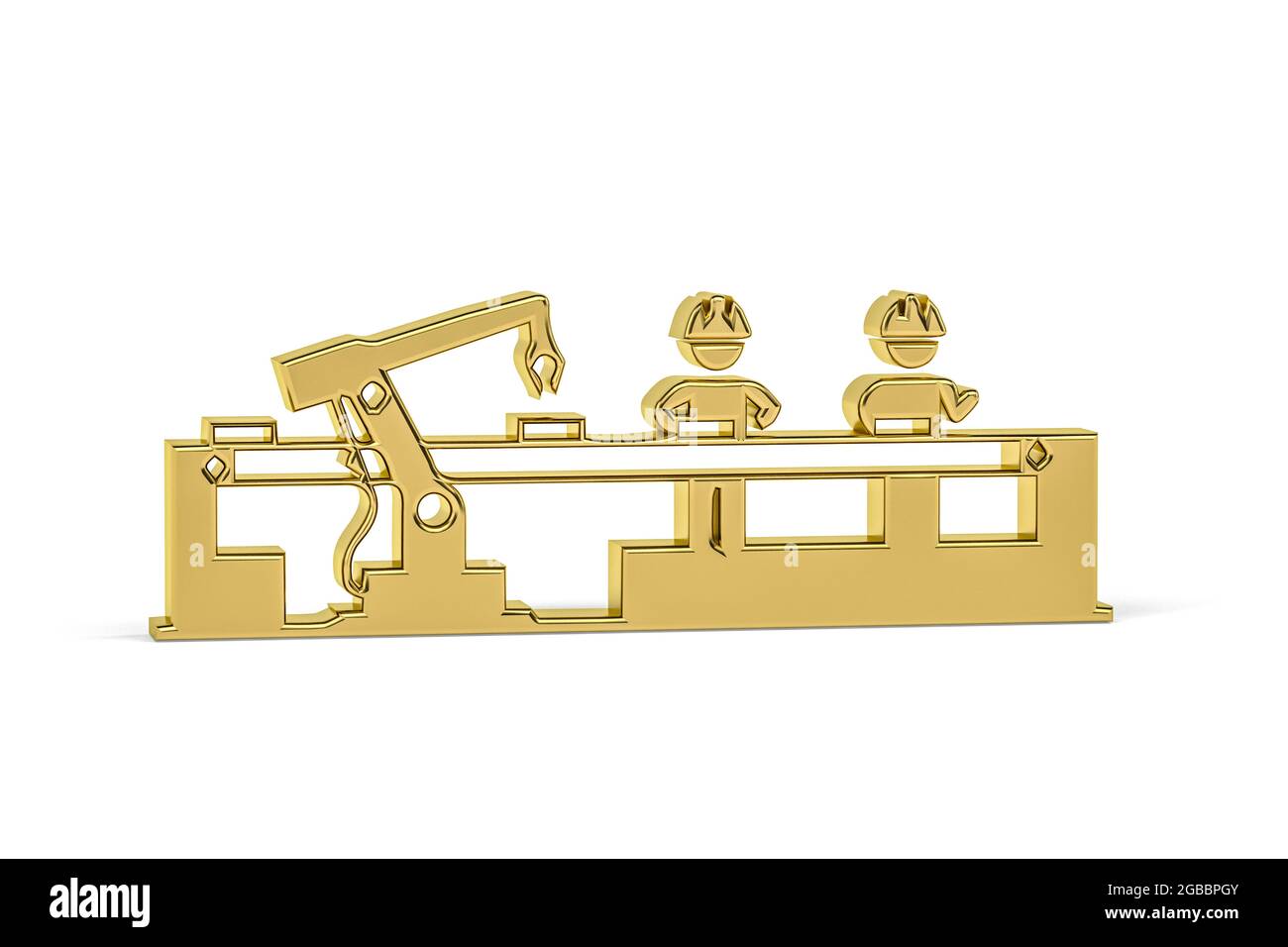 Golden 3d production worker icon isolated on white background - 3D ...