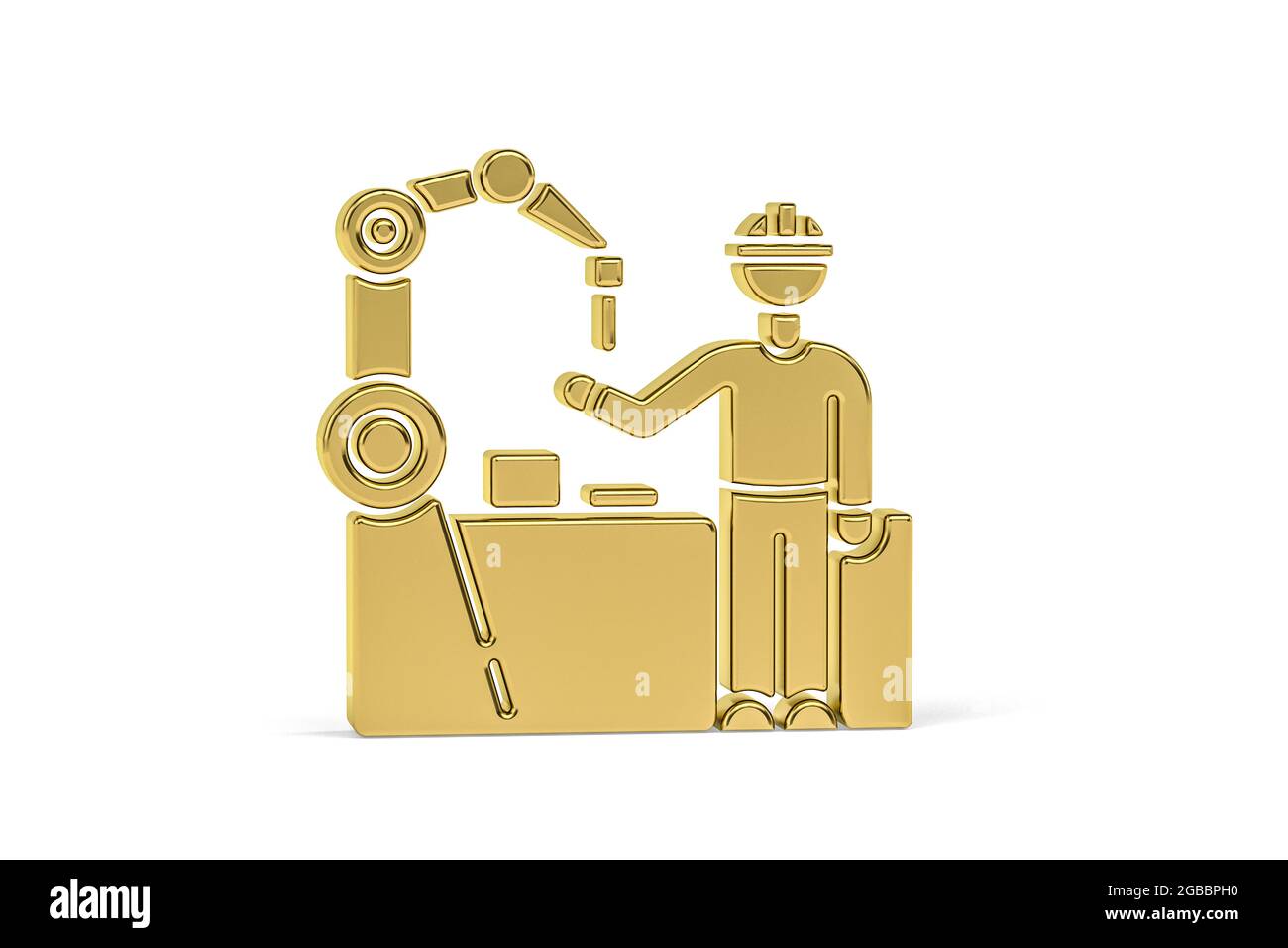 Golden 3d production worker icon isolated on white background - 3D ...