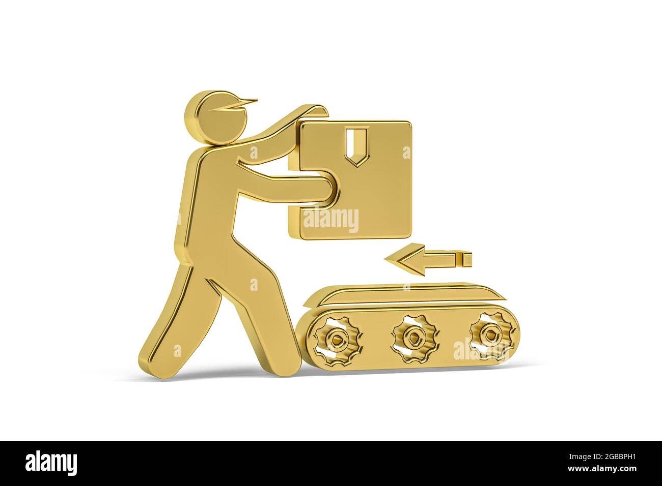 Golden 3d production worker icon isolated on white background - 3D ...