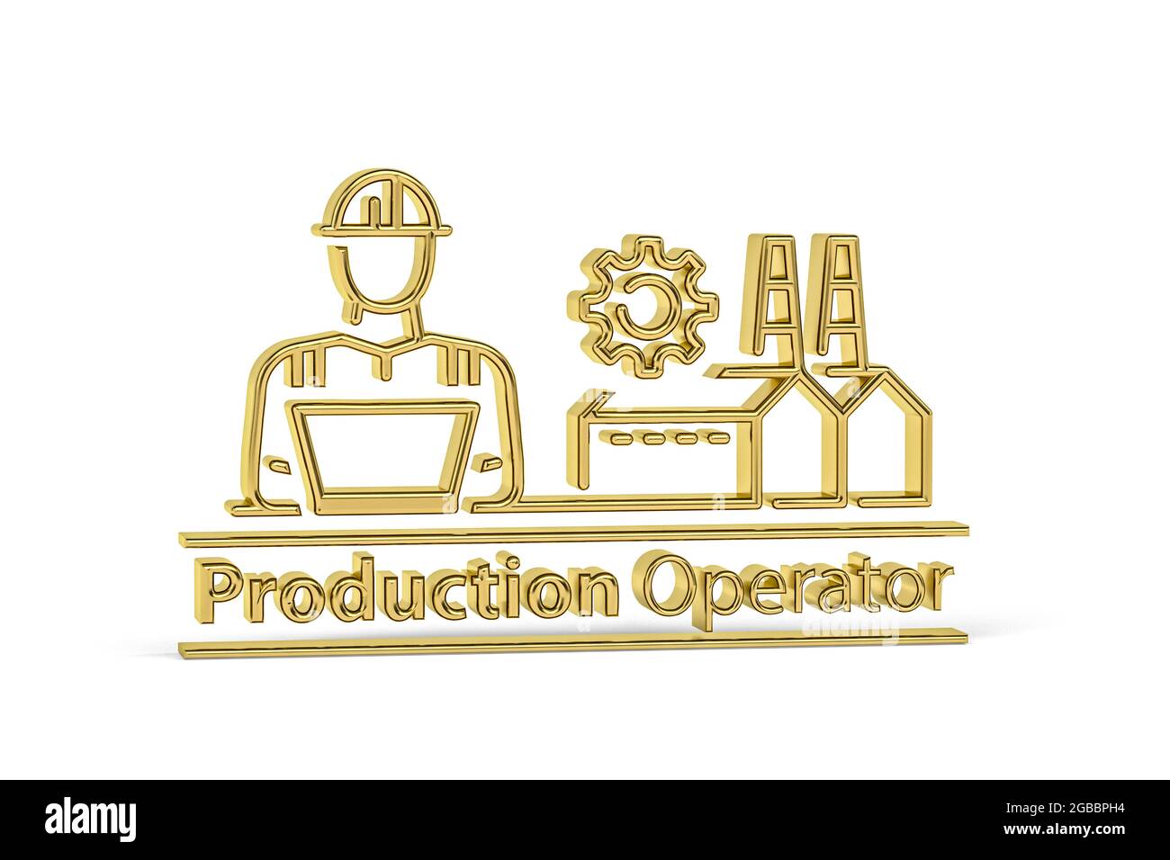 Golden 3d production worker icon isolated on white background - 3D ...