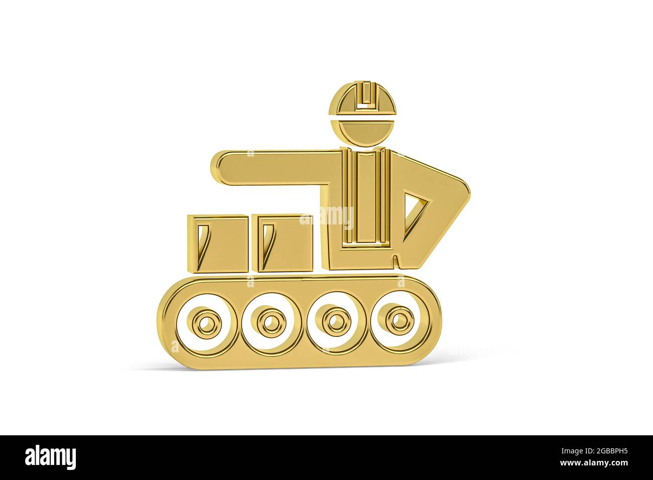 Golden 3d production worker icon isolated on white background - 3D ...
