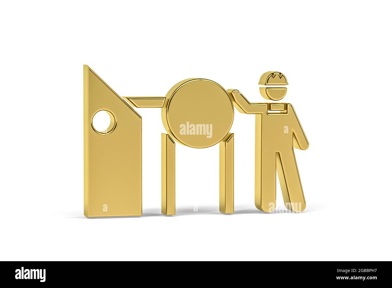 Golden 3d production worker icon isolated on white background - 3D ...