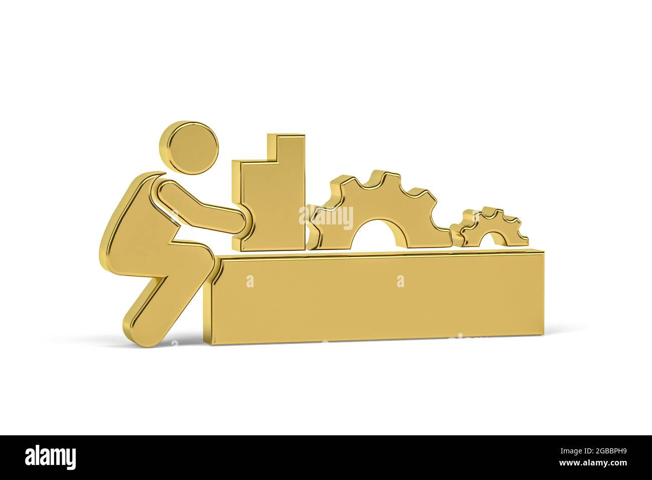 Golden 3d production worker icon isolated on white background - 3D ...