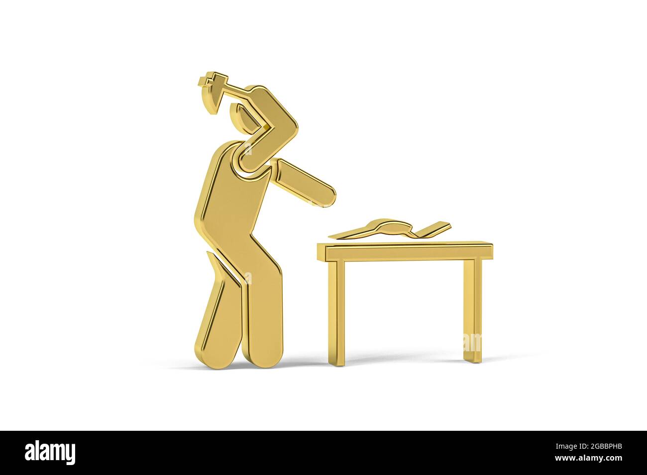 Golden 3d production worker icon isolated on white background - 3D ...