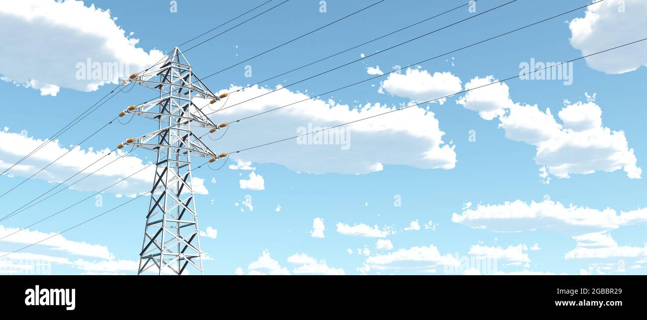 Overhead power line Stock Photo - Alamy