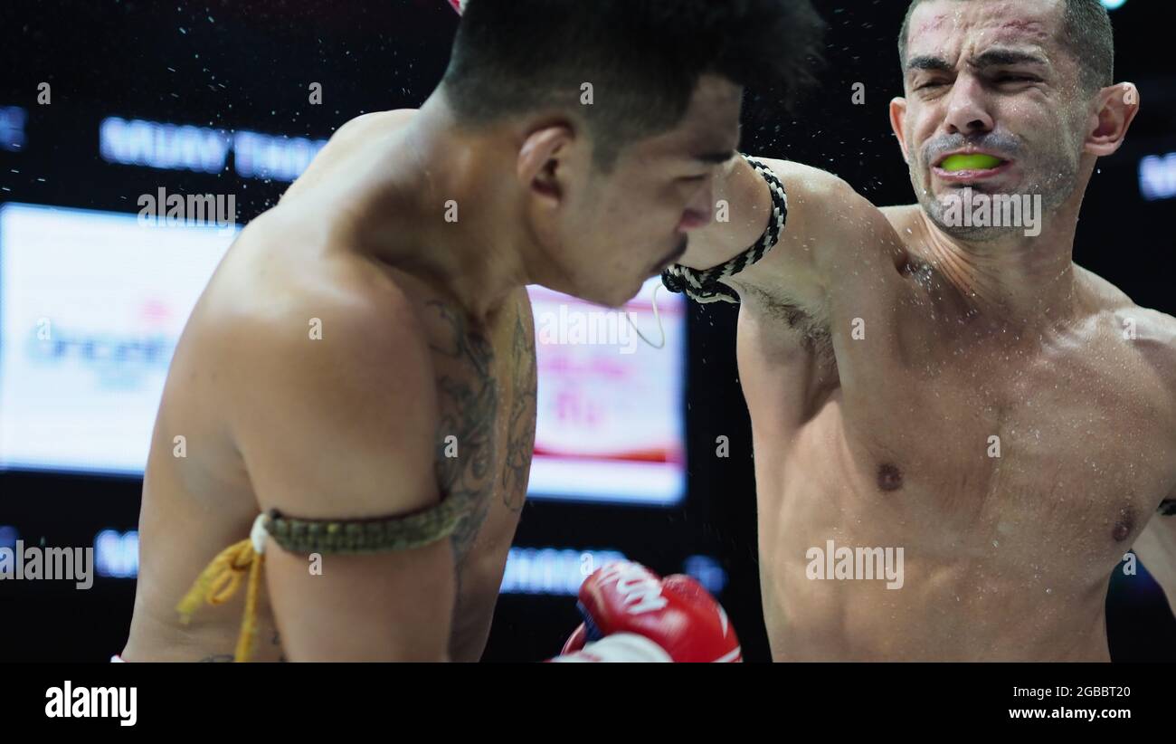 Bangkok Thailand November 11 2018. Unidentified Thai and foreign boxing ...