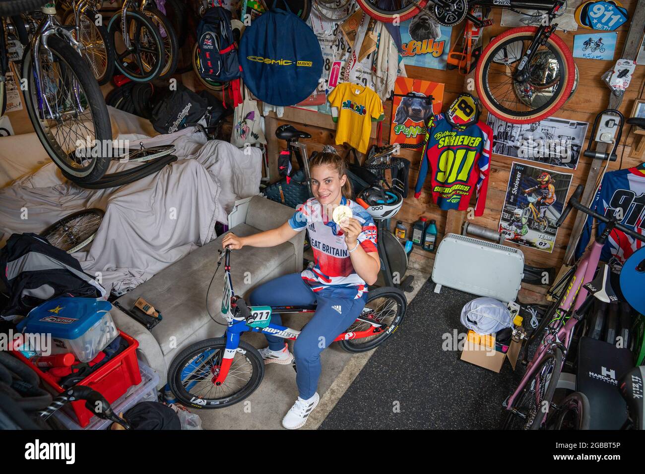 BMX gold medallist Beth Shriever at her home in Finchingfield, Essex ...