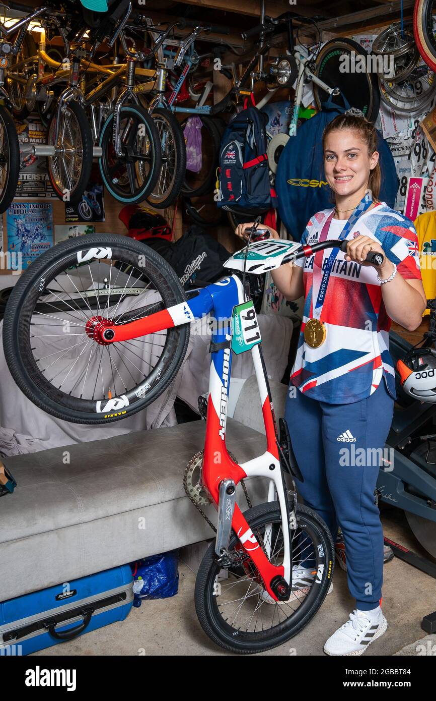 BMX gold medallist Beth Shriever at her home in Finchingfield, Essex ...