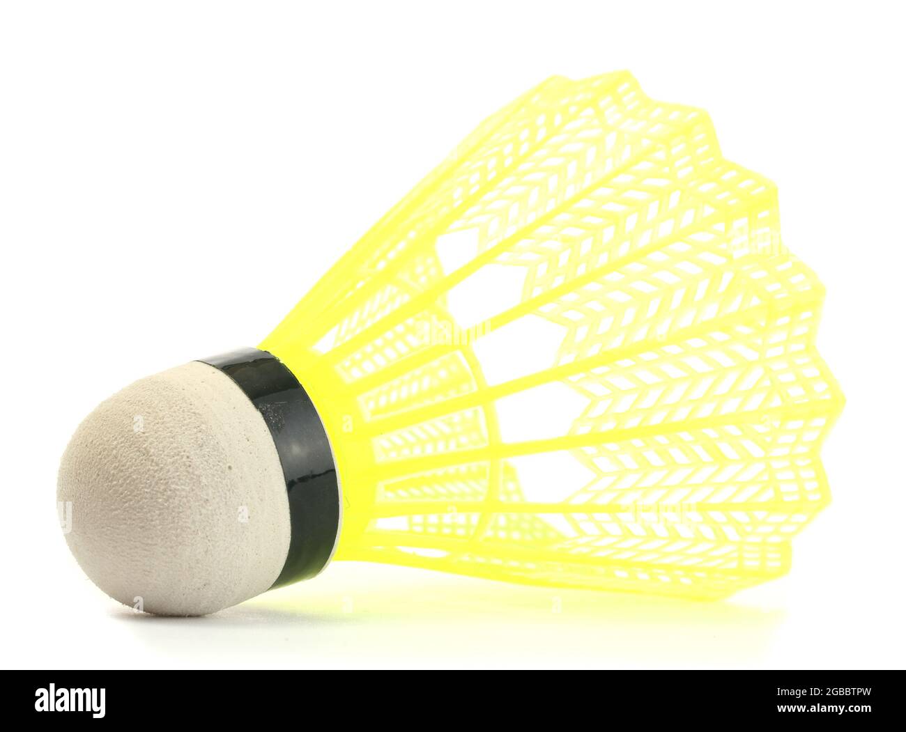 yellow plastic shuttlecock isolated on white Stock Photo - Alamy
