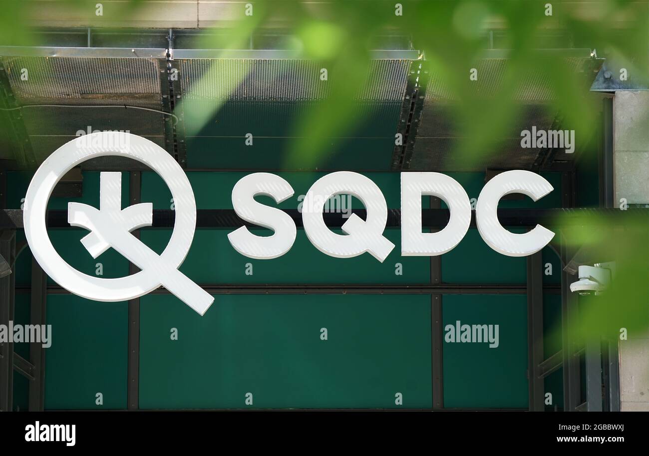 Montreal,Quebec,Canada,Juin 30, 2021.Exterior signs of the SQDC outlets ...