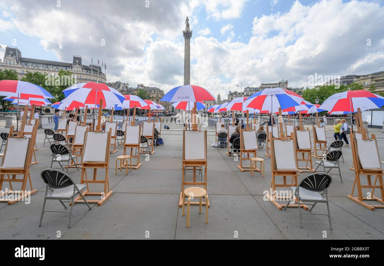 Trafalgar Square, London, UK. 3 August 2021. Sketch on the Square. The ...