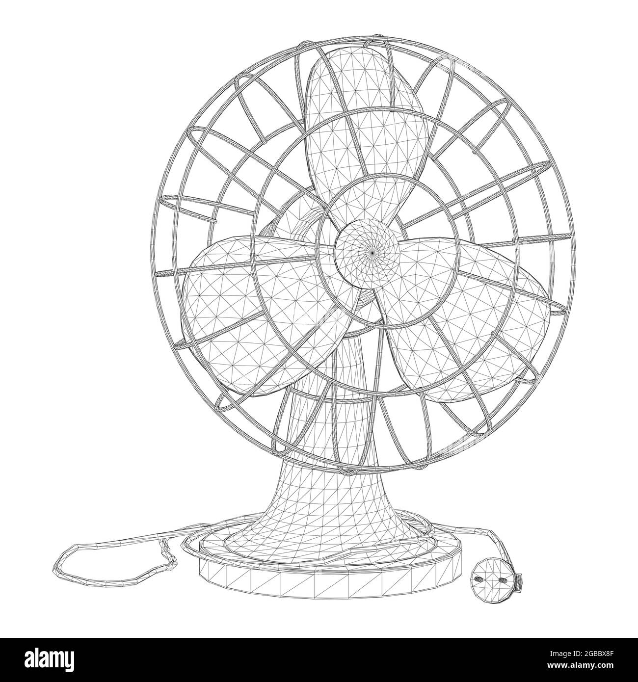 Desktop fan wireframe from black lines isolated on white background ...