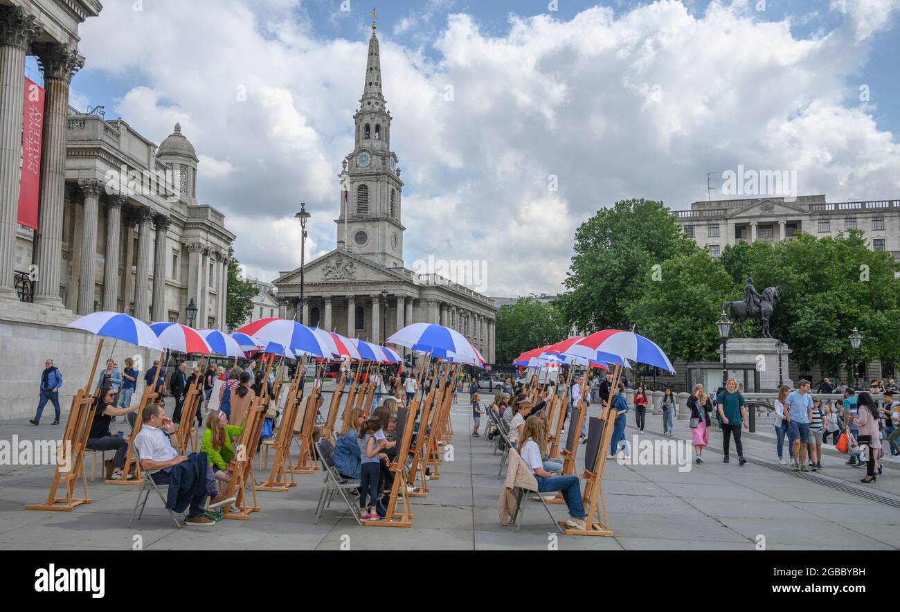 Trafalgar Square, London, UK. 3 August 2021. Sketch on the Square. The ...
