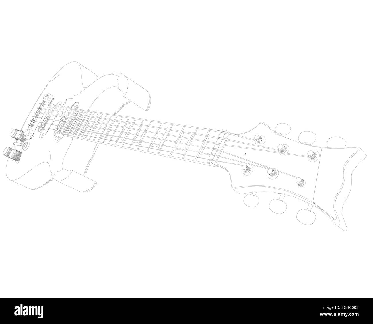 Electric guitar contour from black lines isolated on white background ...