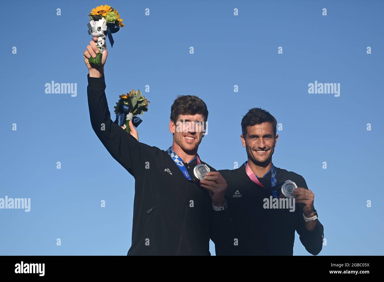 Kanagawa, Japan. 3rd Aug, 2021. Peter Burling (L)/Blair Tuke of New ...