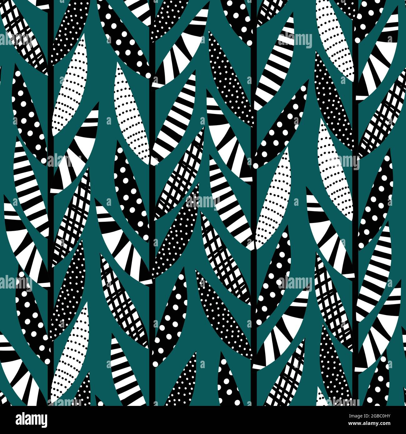 Vertical climbing plants abstract leaves seamless vector pattern ...