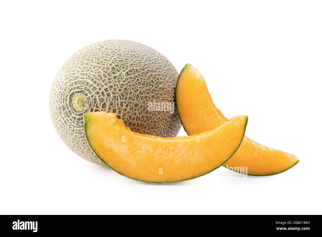 Close up of beautiful tasty sliced juicy cantaloupe melon, muskmelon ...