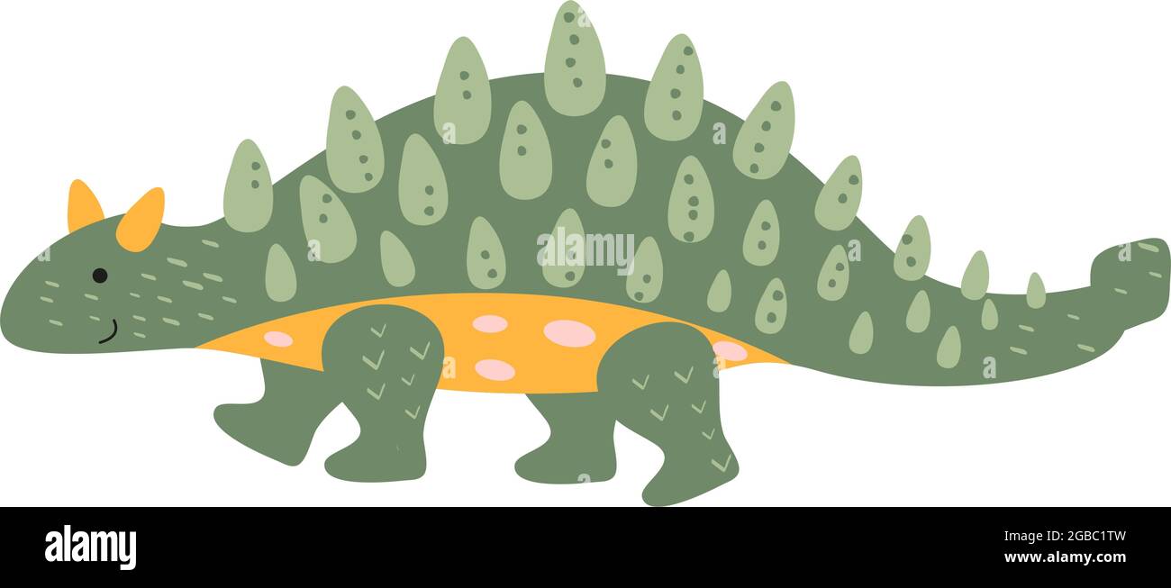 Dinosaur ankylosaurus cartoon illustration. An isolated object on a ...
