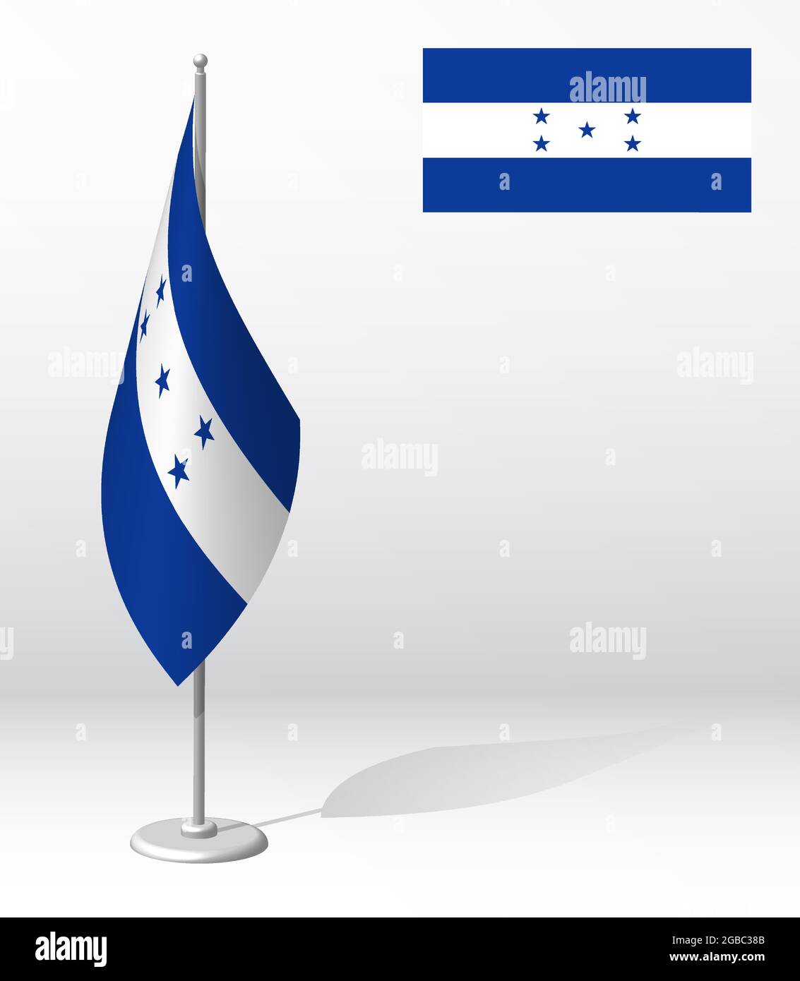 HONDURAS flag on flagpole for registration of solemn event, meeting ...