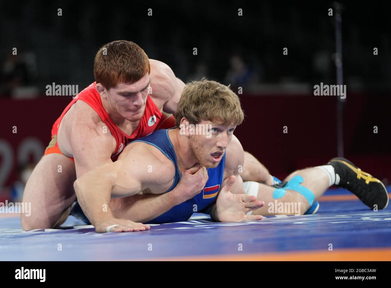 Tokyo, Japan. 3rd Aug, 2021. Musa Evloev (L) of ROC competes with Artur ...