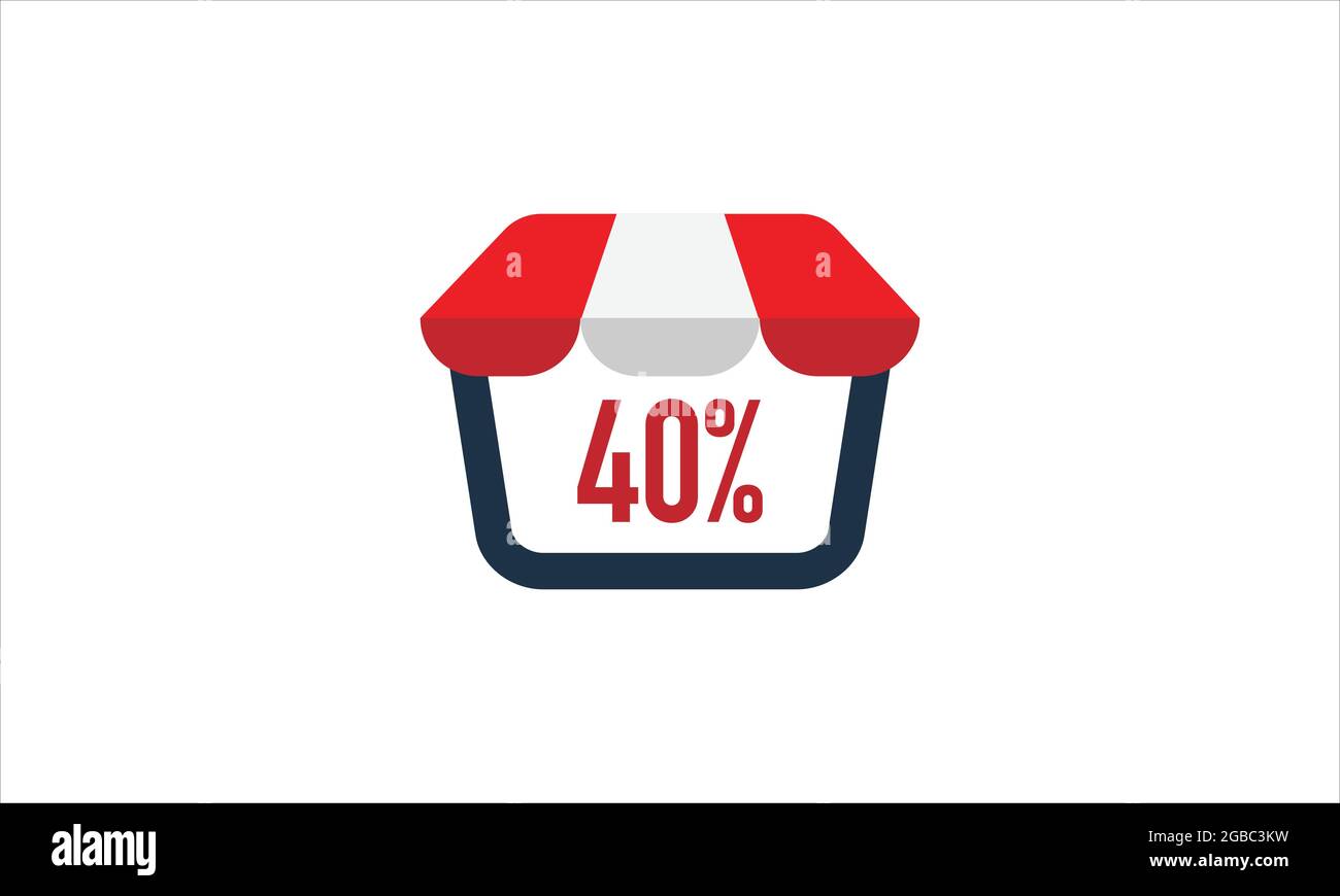 40 percent off on shopping store window with red and white window shade ...