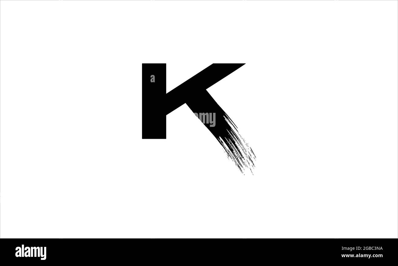 Initial Letter K Zen Brush Stroke letter icon logo design illustration ...