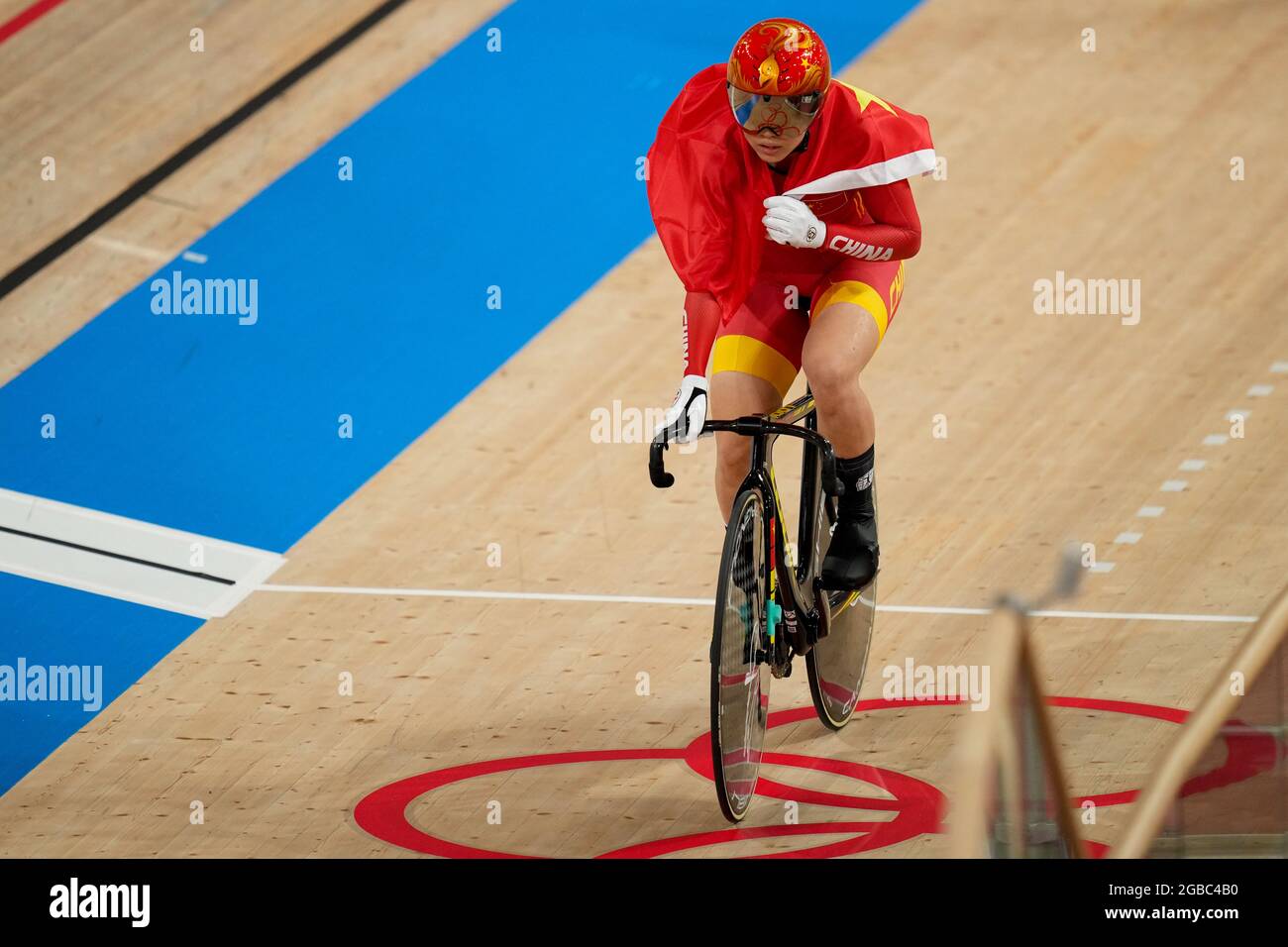 TOKYO, JAPAN - AUGUST 2: Tianshi Zhong of China competing on Cycling ...