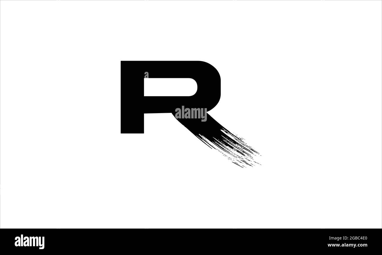 Initial Letter R Zen Brush Stroke letter icon logo design illustration ...
