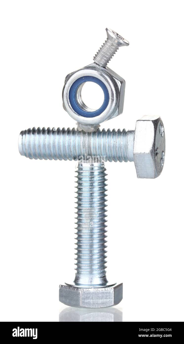 Stack of balanced screws isolated on white Stock Photo - Alamy