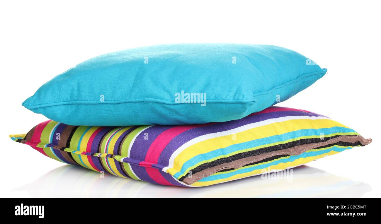 Bright color pillows isolated on white Stock Photo - Alamy