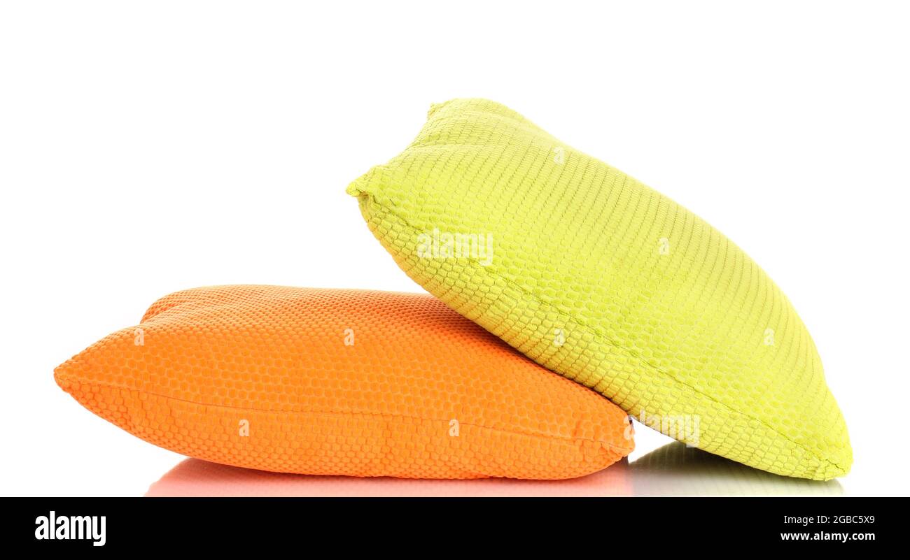 Bright color pillows isolated on white Stock Photo - Alamy
