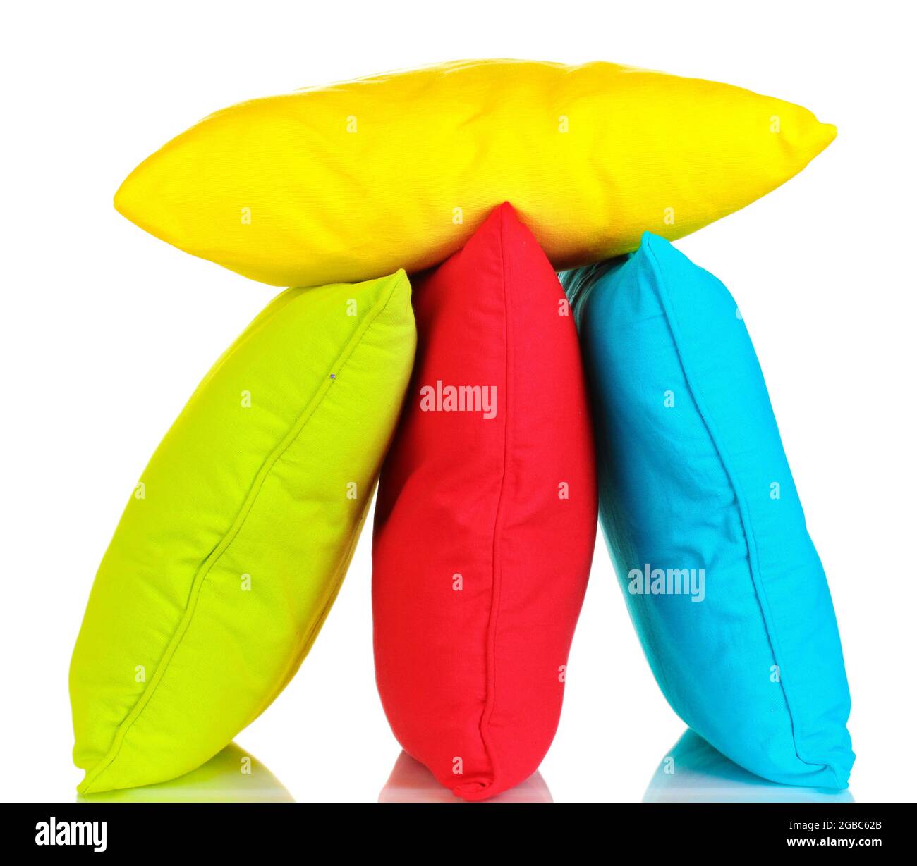 Bright color pillows isolated on white Stock Photo - Alamy