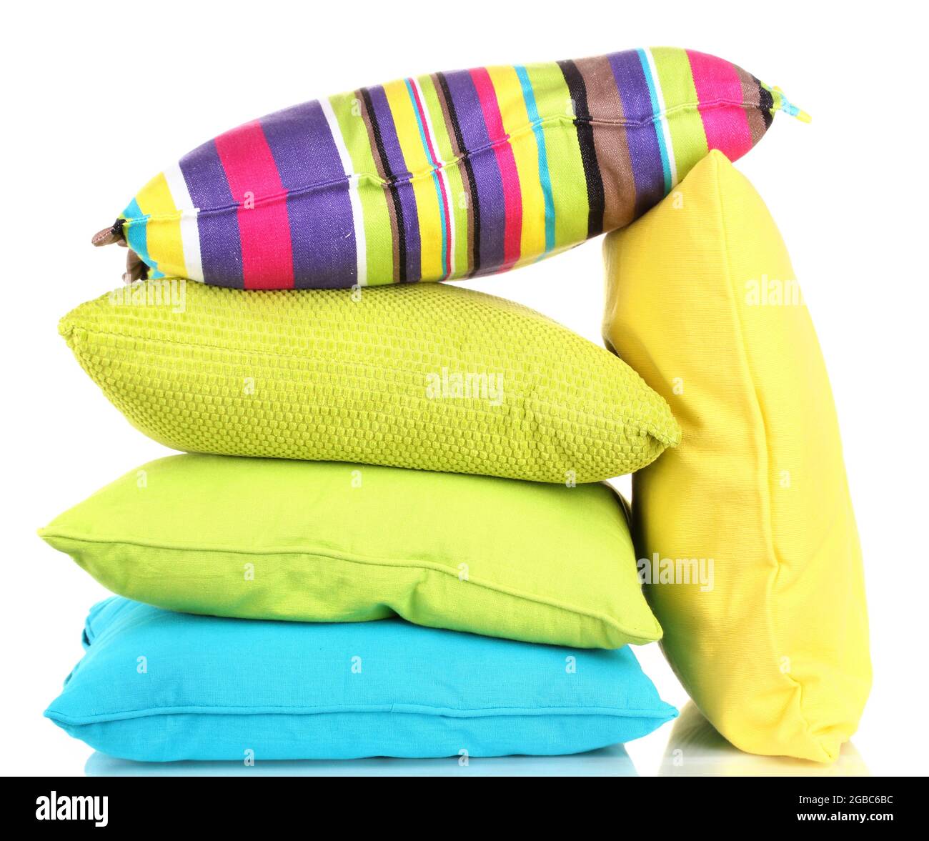 Bright color pillows isolated on white Stock Photo - Alamy