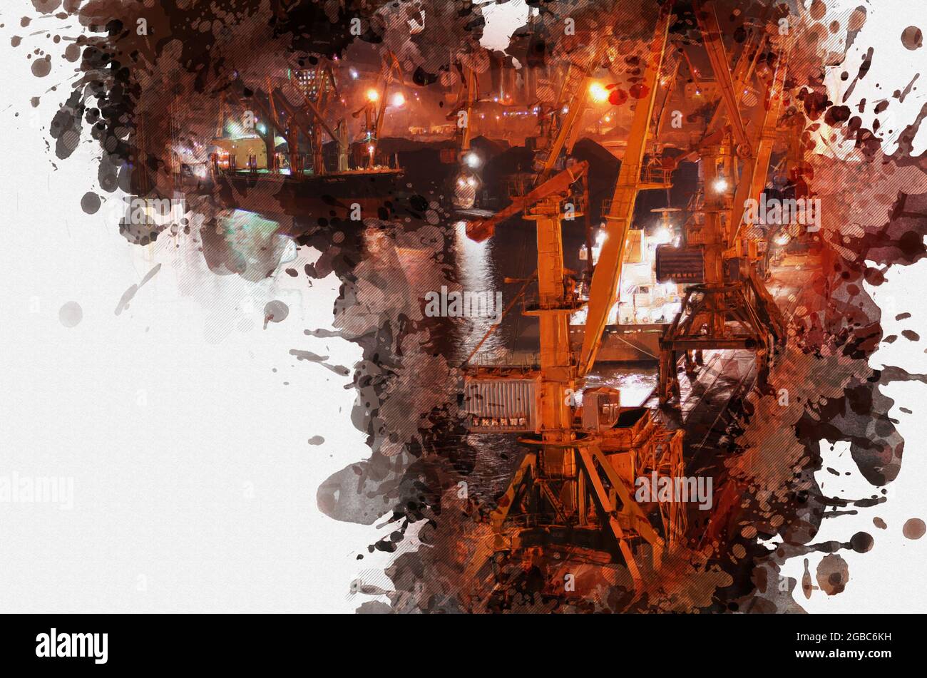 Unloading cargo docks painting hi-res stock photography and images - Alamy