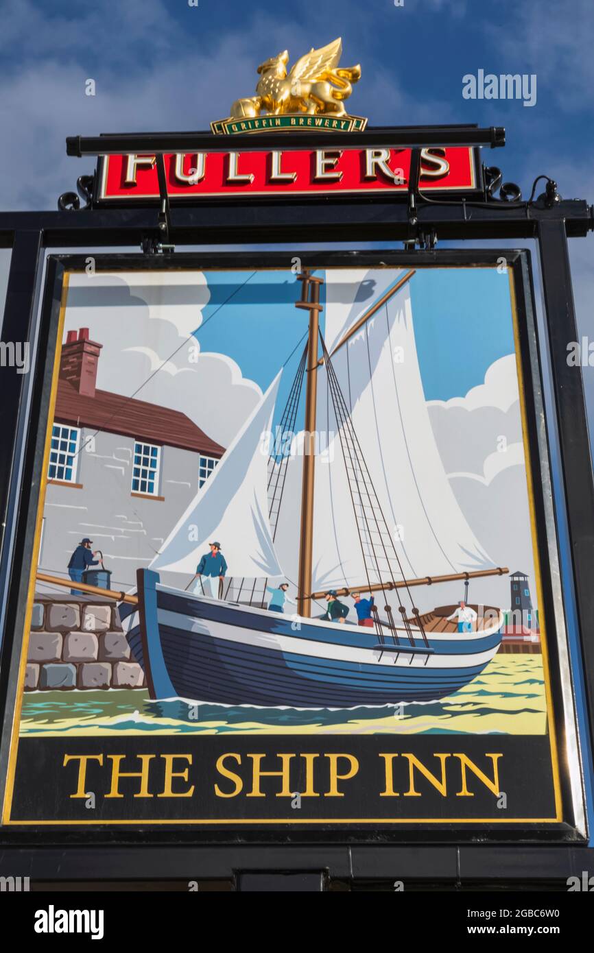 England, Hampshire, Langstone, The Ship Inn Pub Sign Stock Photo - Alamy