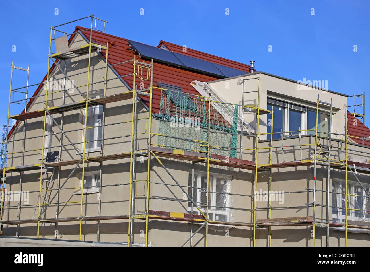 New construction with finished base plaster Stock Photo - Alamy