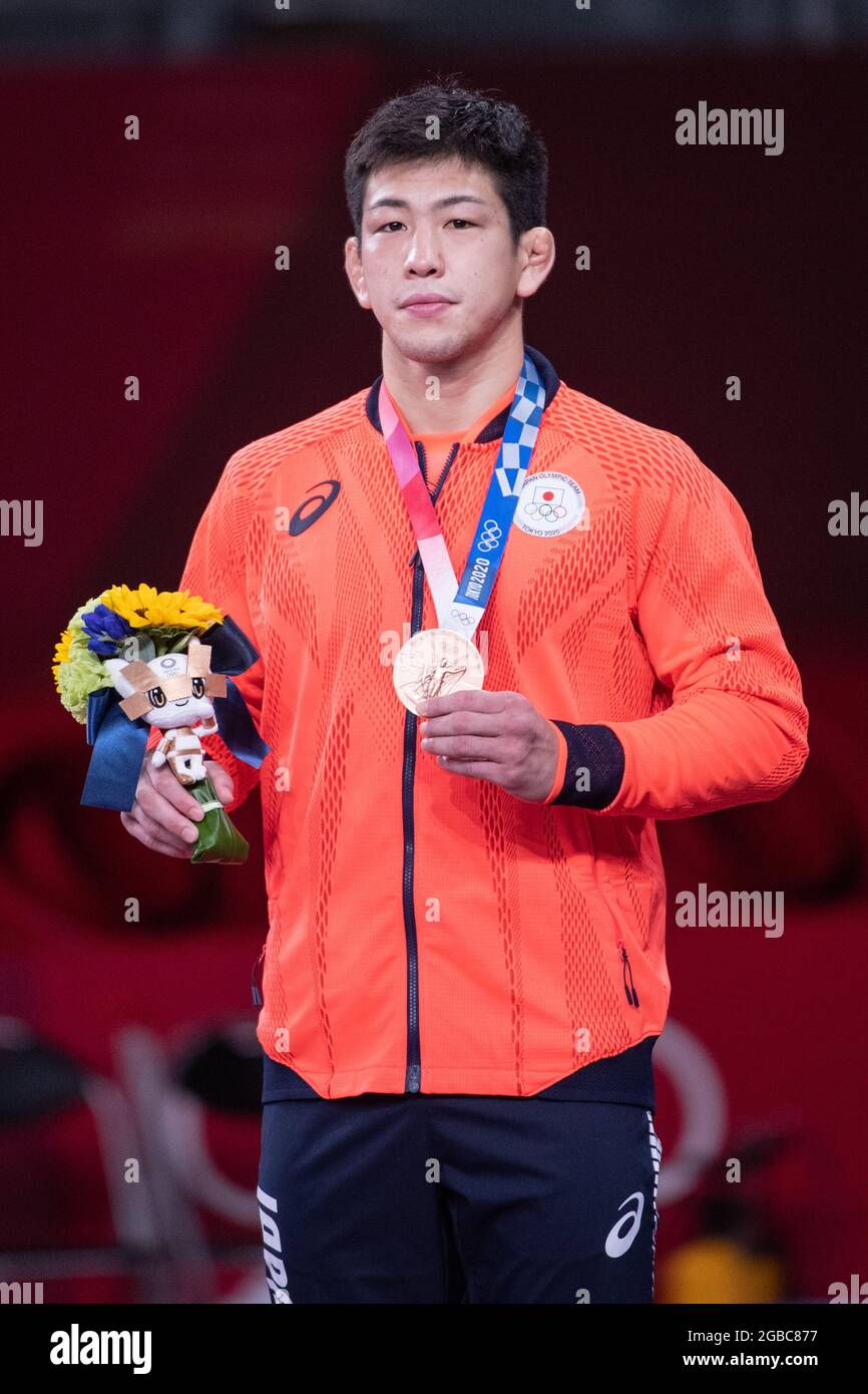 Shohei Yabiku (JPN), AUGUST 3, 2021 - Wrestling : Men's Greco-Roman 77kg Medal Ceremony during ...