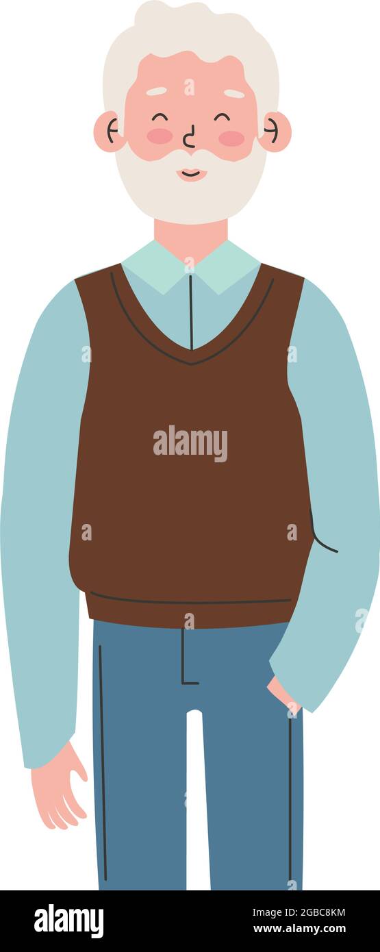 Cartoon Old Man Standing