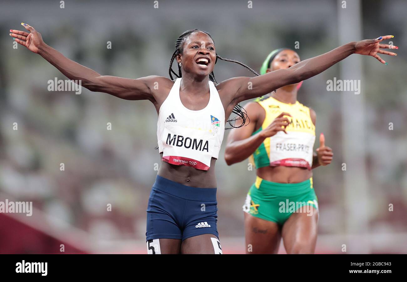 Tokyo, Japan. 3rd Aug, 2021. Christine Mboma of Namibia reacts during ...