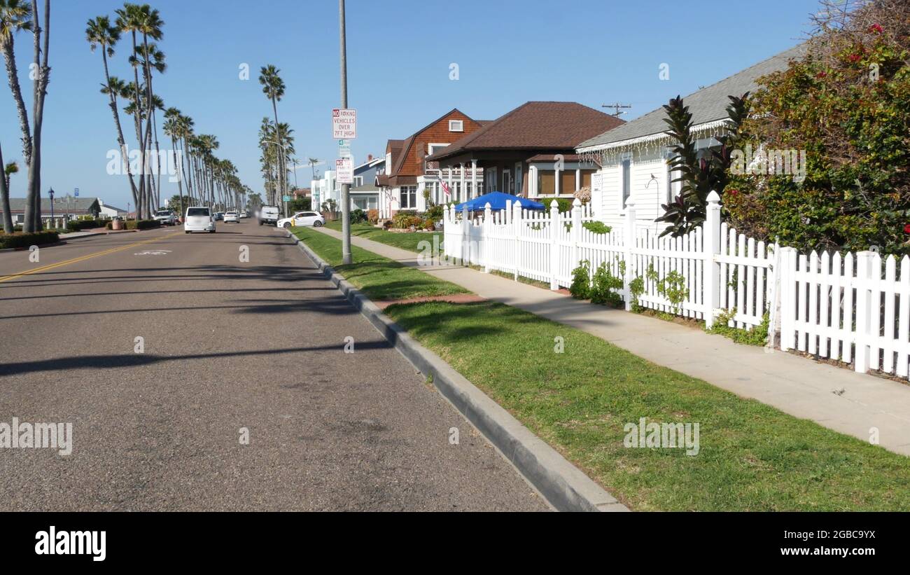 Houses on suburban street in California USA, Oceanside. Generic ...