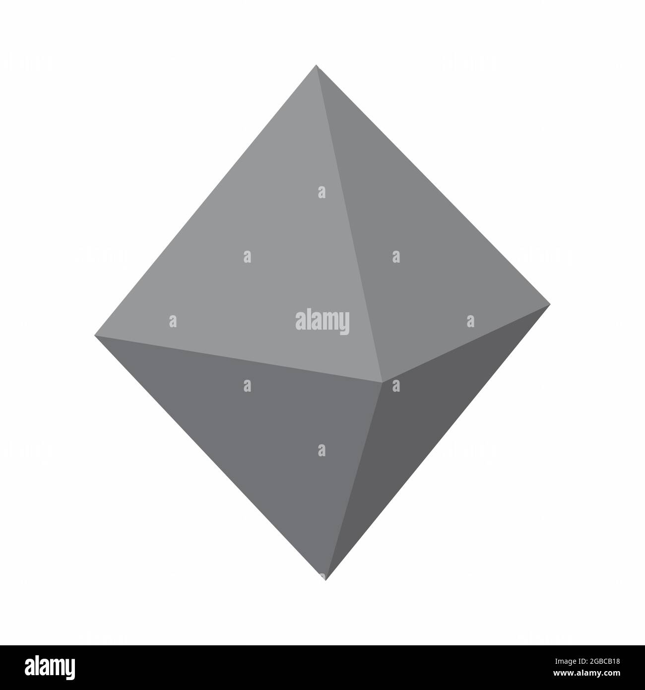 Octahedron. 3D grayscale illustration on white background Stock Vector ...
