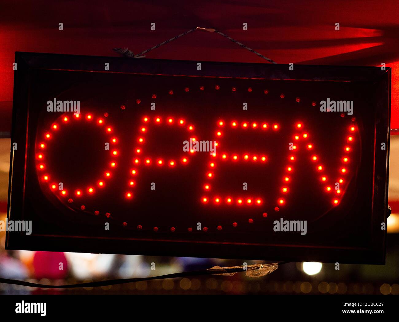 An open sign is shown in Niagara Falls, Ontario, Canada, Monday, July ...