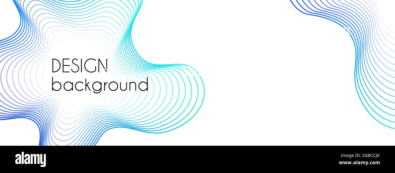 Abstract long vector banner. Wavy minimal background for presentations ...