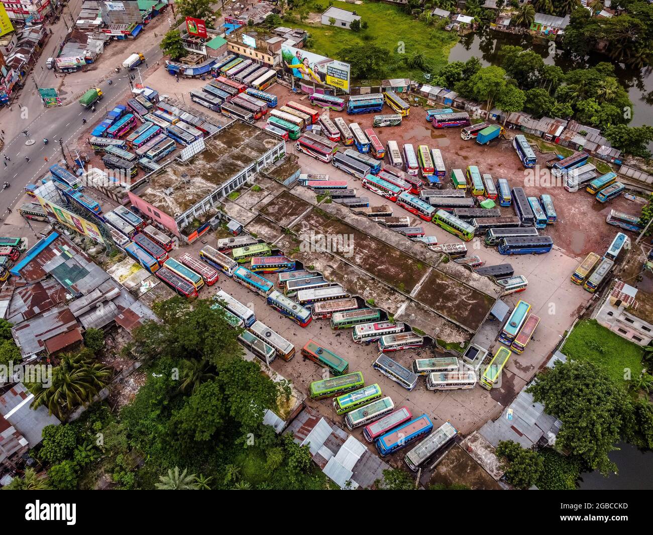 Non Exclusive: BARISHAL, BANGLADESH - AUGUST 2: Aerial view taked with ...